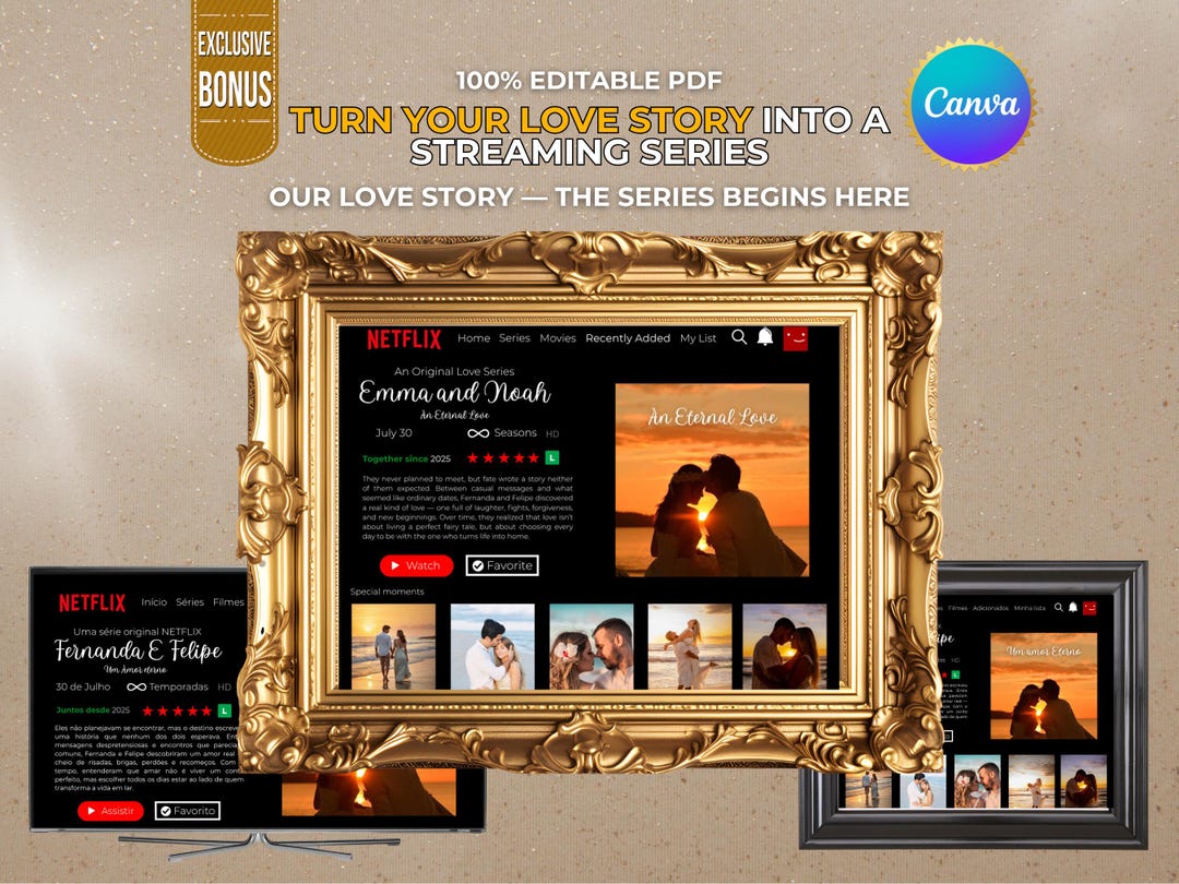 Netflix Style Wall Art | Loveflix Custom Poster Template | Personalized ...