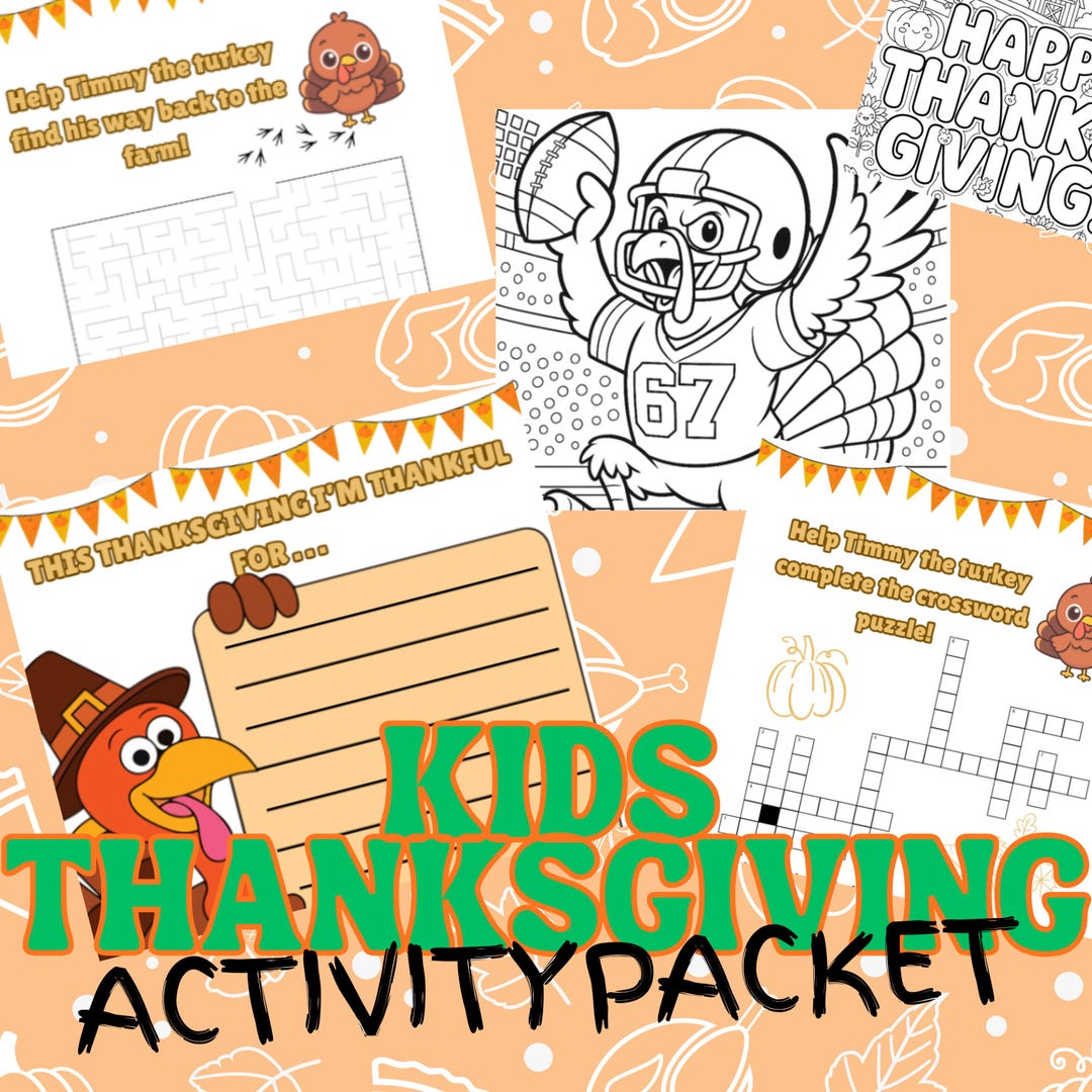 Kids Activity Packet Thanksgiving Printable Coloring Pages - Etsy