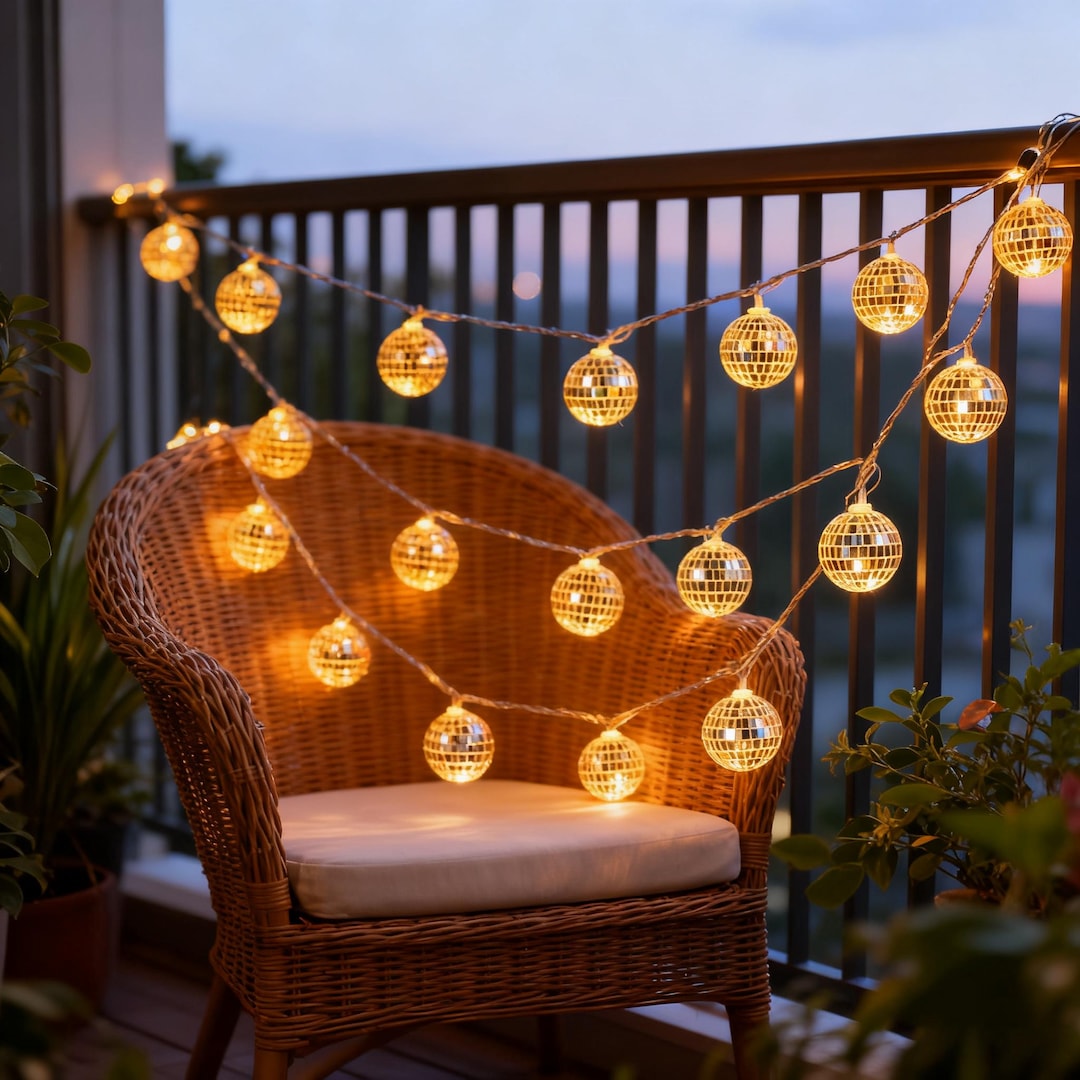 Disco Ball String Lights, Warm White Mirror Ball Fairy Lights for ...