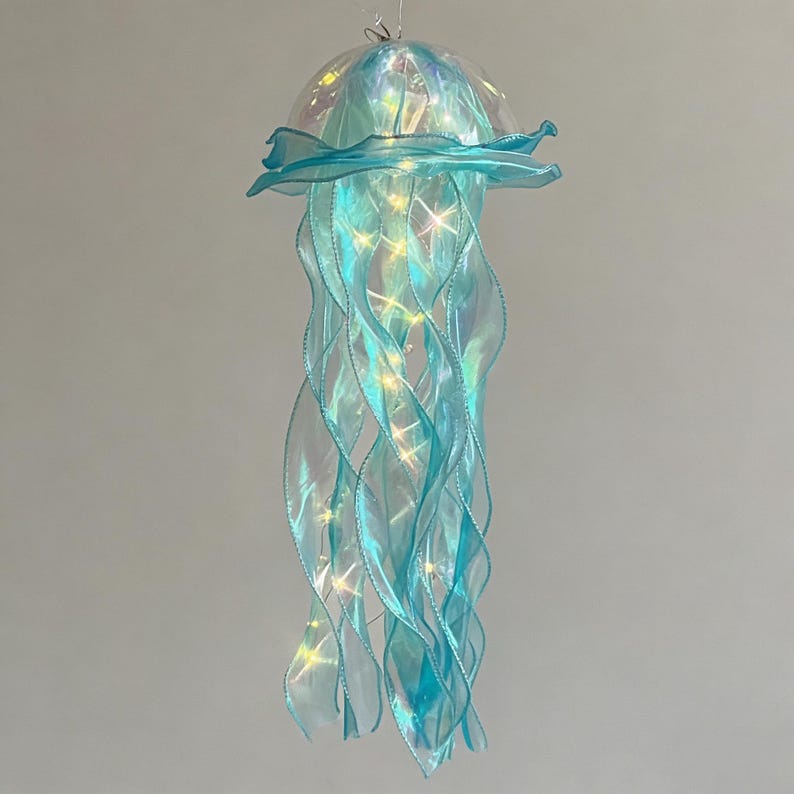 Aesthetic Iridescent Glowing Jellyfish Lantern - Finished LED Ocean ...