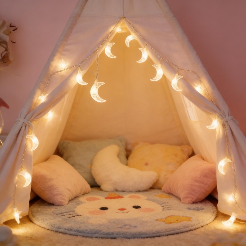 Moon Shape String Lights - LED Fairy Lights for Bedroom Decor - Warm ...