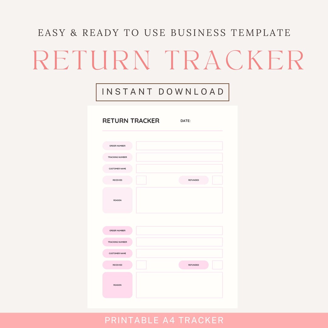 Printable Return Tracker | Small Business Refund Log | Order Return Form | Minimalist Business ...