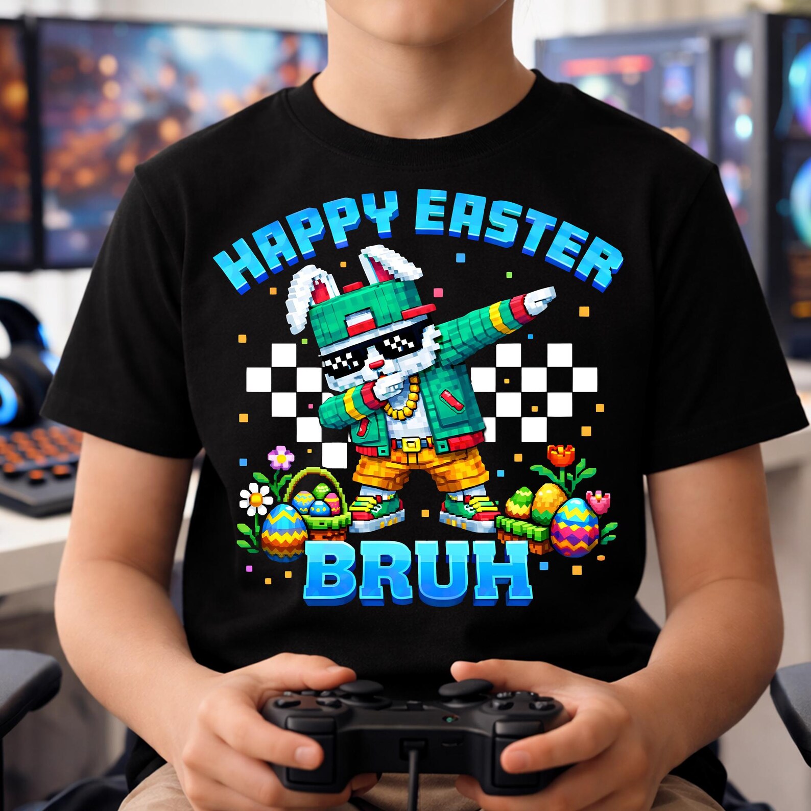 Happy Easter Bruh Png, Boys Mining Easter PNG, Video Game Png, Pixel ...