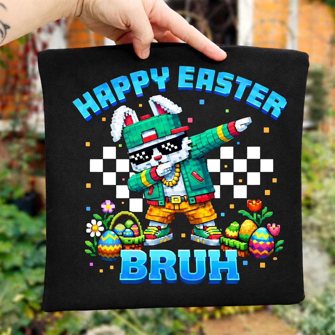 Happy Easter Bruh Png, Boys Mining Easter PNG, Video Game Png, Pixel ...