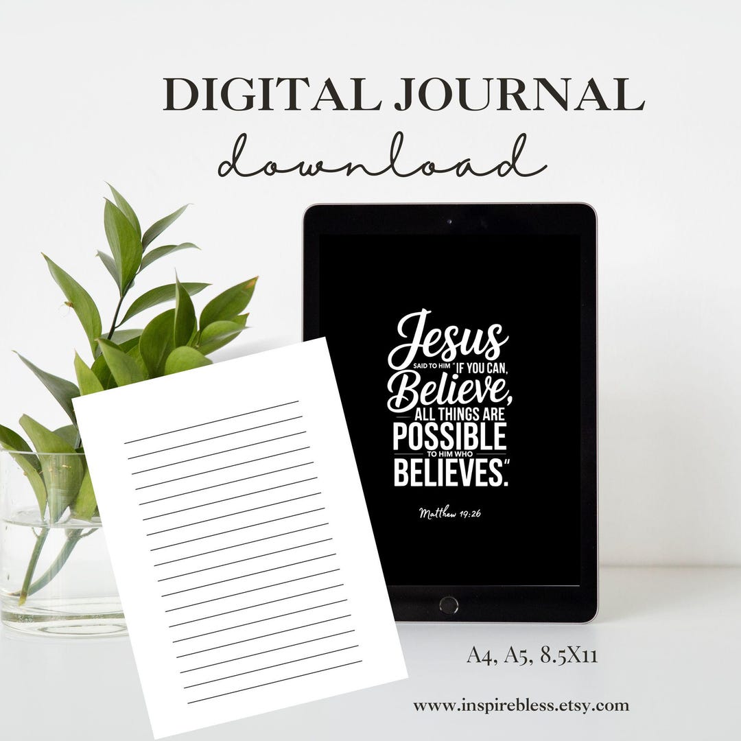 Christian Printable Journal | Faith-based Scripture Notebook (A4, A5 ...