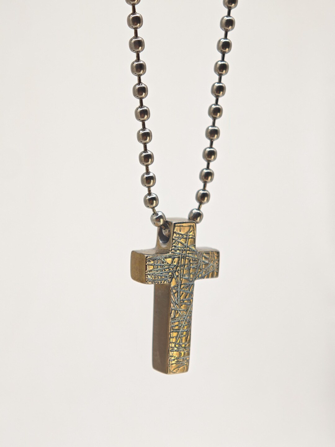 Hand-carved Titanium Cross Necklace, Blue Anodized, Cut-to-fit Chain - Etsy