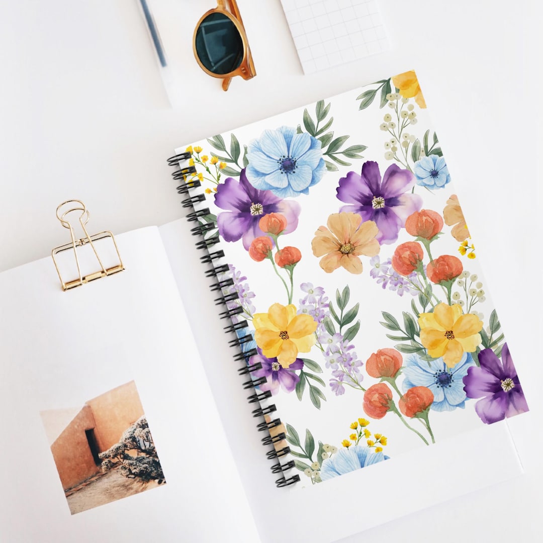 Floral Spiral Notebook: Vibrant Flower Design, Lined Paper - Etsy