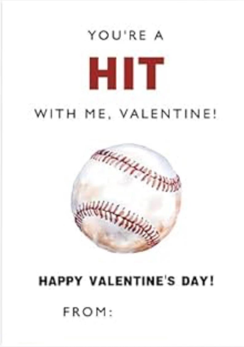 Baseball Valentine Cards for Kids – Non Candy Classroom Valentines ...