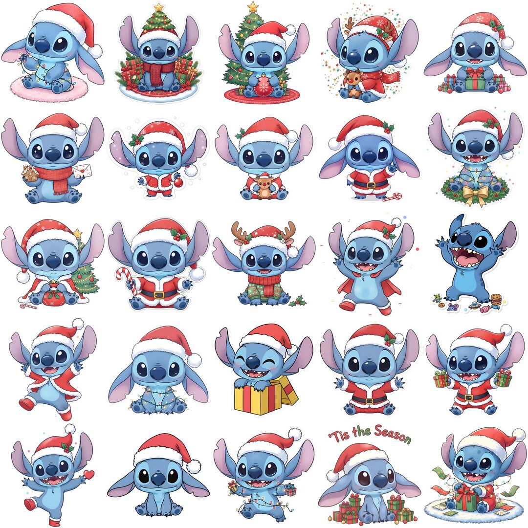 Stich Christmas Png Bundle, Cartoon Character Png, Cute Blue Stich Png ...