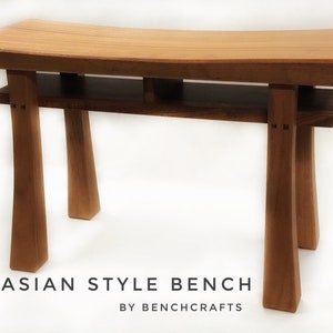 Asian Style Bench Walnut, Cherry, Mahogany, or Maple - Etsy