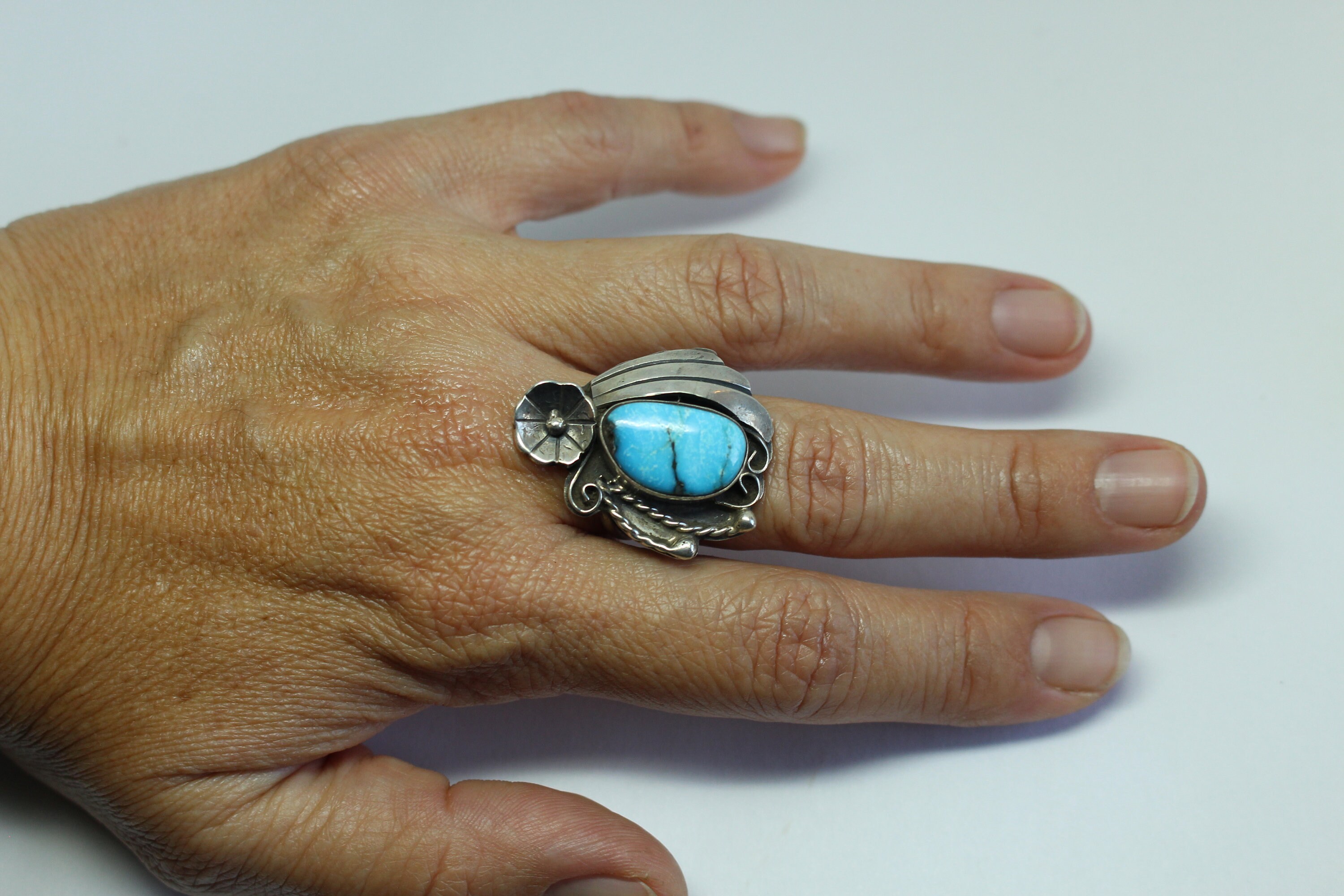 Sterling Silver and Turquoise Ring Vintage Made by Delvin J. Nelson ...