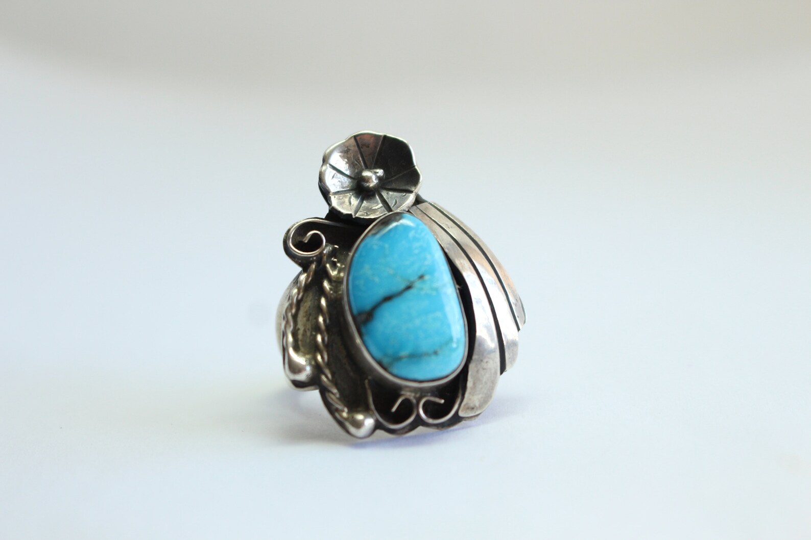 Sterling Silver and Turquoise Ring Vintage Made by Delvin J. Nelson ...