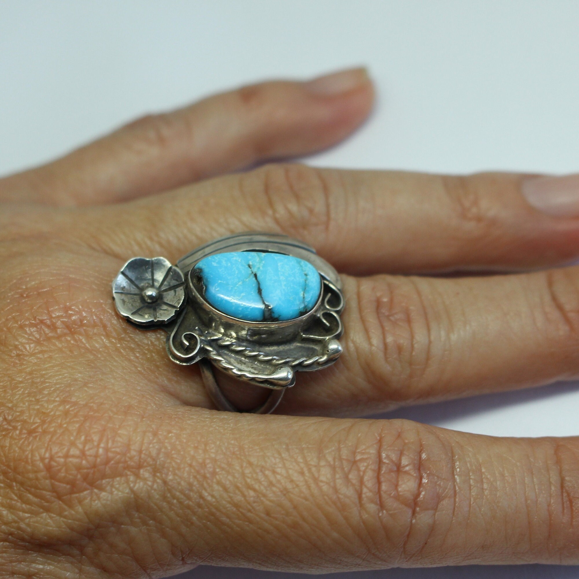 Sterling Silver and Turquoise Ring Vintage Made by Delvin J. Nelson ...