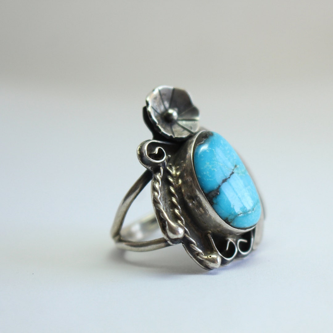Sterling Silver and Turquoise Ring Vintage Made by Delvin J. Nelson ...