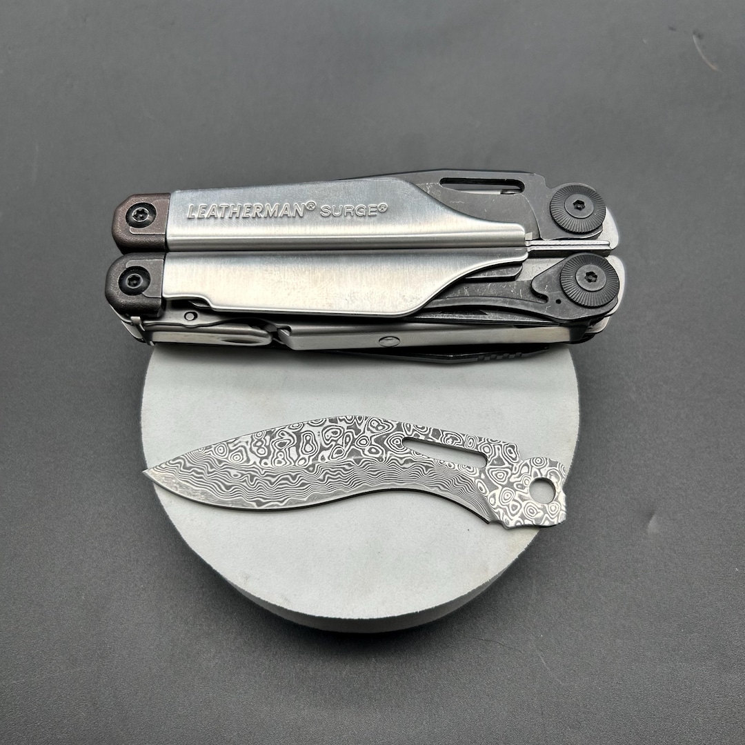 VG10 Damascus Clip-point Blade for Leatherman Surge - EDC Knife Upgrade ...