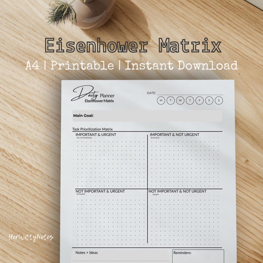 Priority Matrix Planner Printable | Simple Daily Decision-making & Task ...