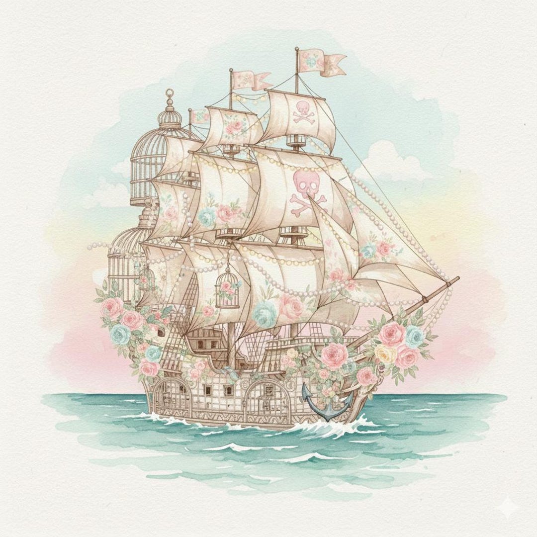 BUNDLE of 7 Shabby Chic Pirates and Pearls Cruise Ship Pngs - Etsy