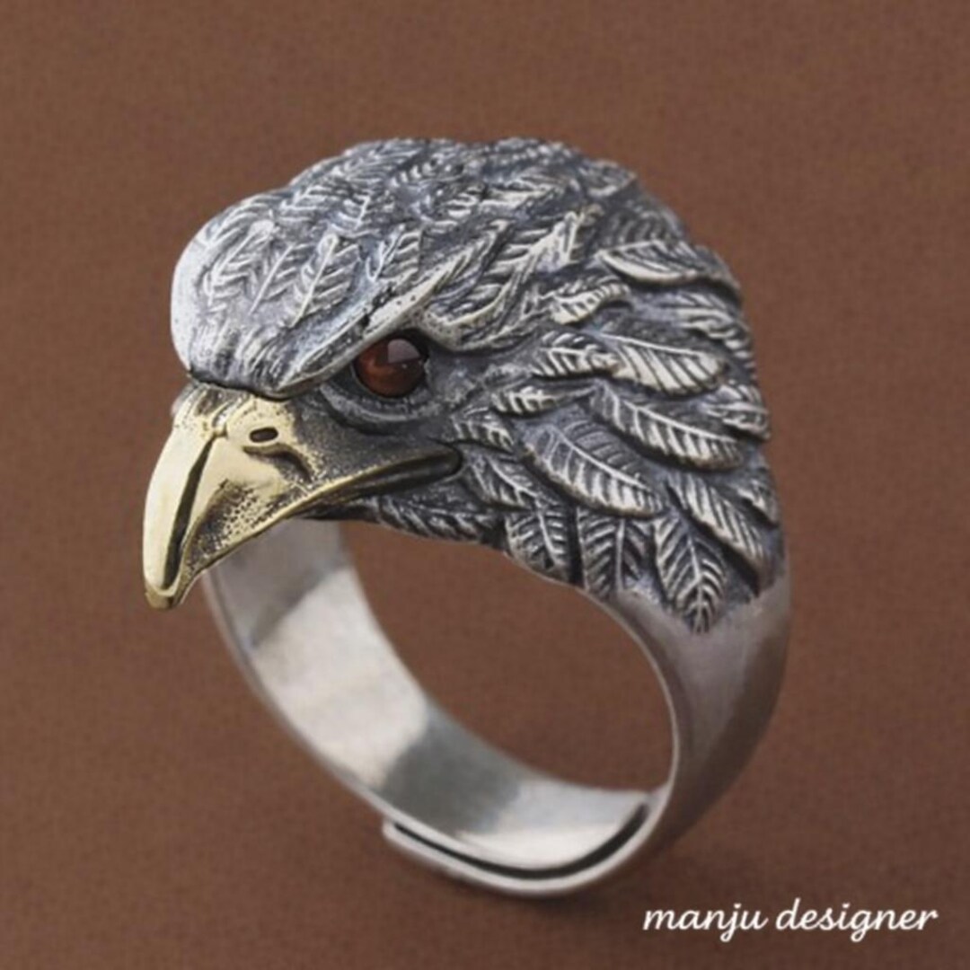 Eagle Head Ring, Hawk Bird Ring, Men’s Statement Ring, Gothic Animal ...