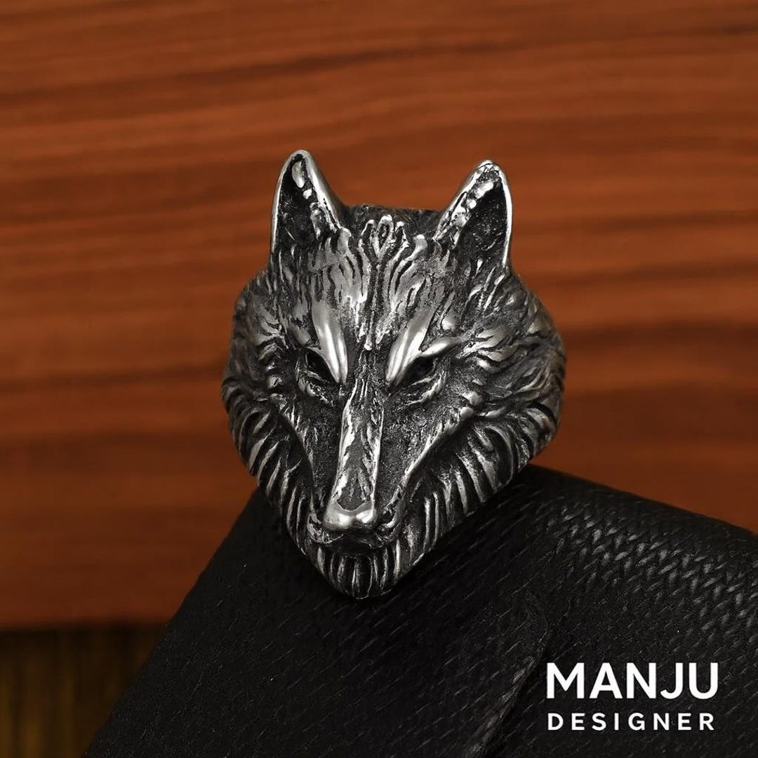 Wolf Head Ring, Mens Wolf Ring, Viking Wolf Ring, Gothic Wolf Jewelry ...
