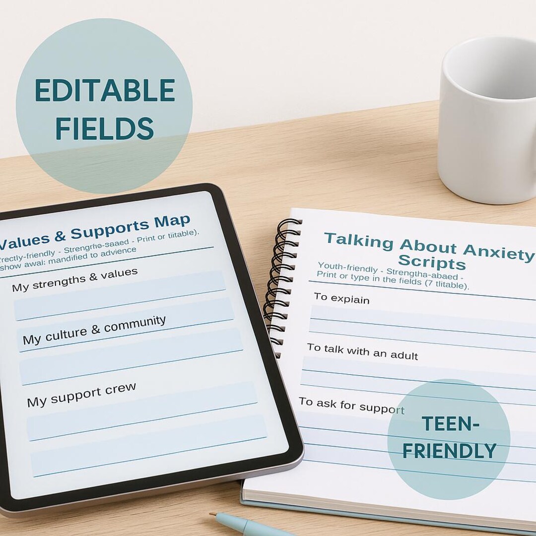 Teen Anxiety and Wellbeing Worksheets - Fillable and Printable Pdfs. - Etsy