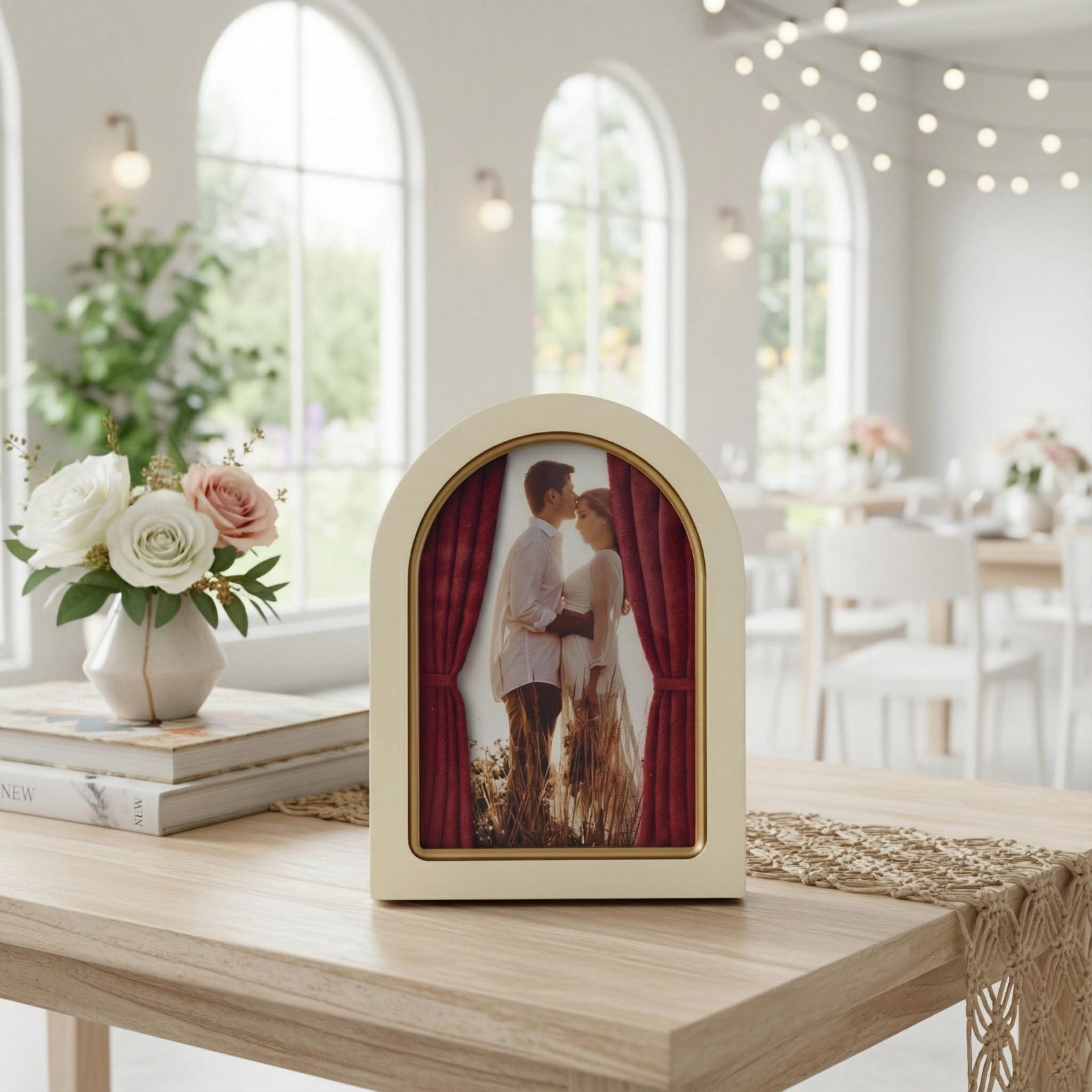 Wedding Arch Photo Frame With Curtains – Romantic Couple Gift, Unique ...