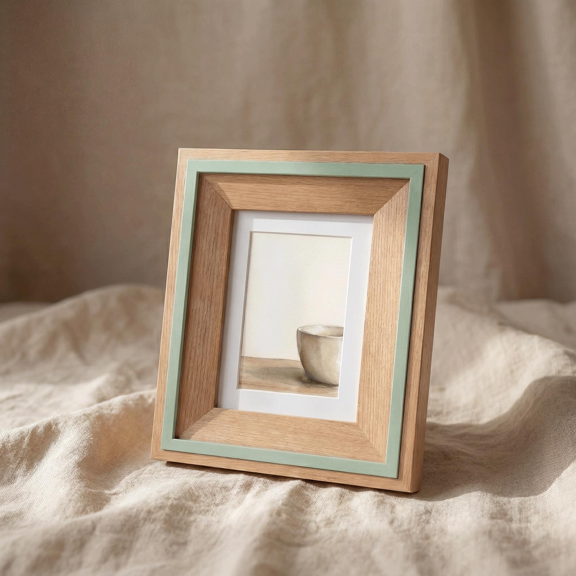 Quiet Corner Wooden Photo Frame – Soft Green Accent Frame for Calm Desk ...