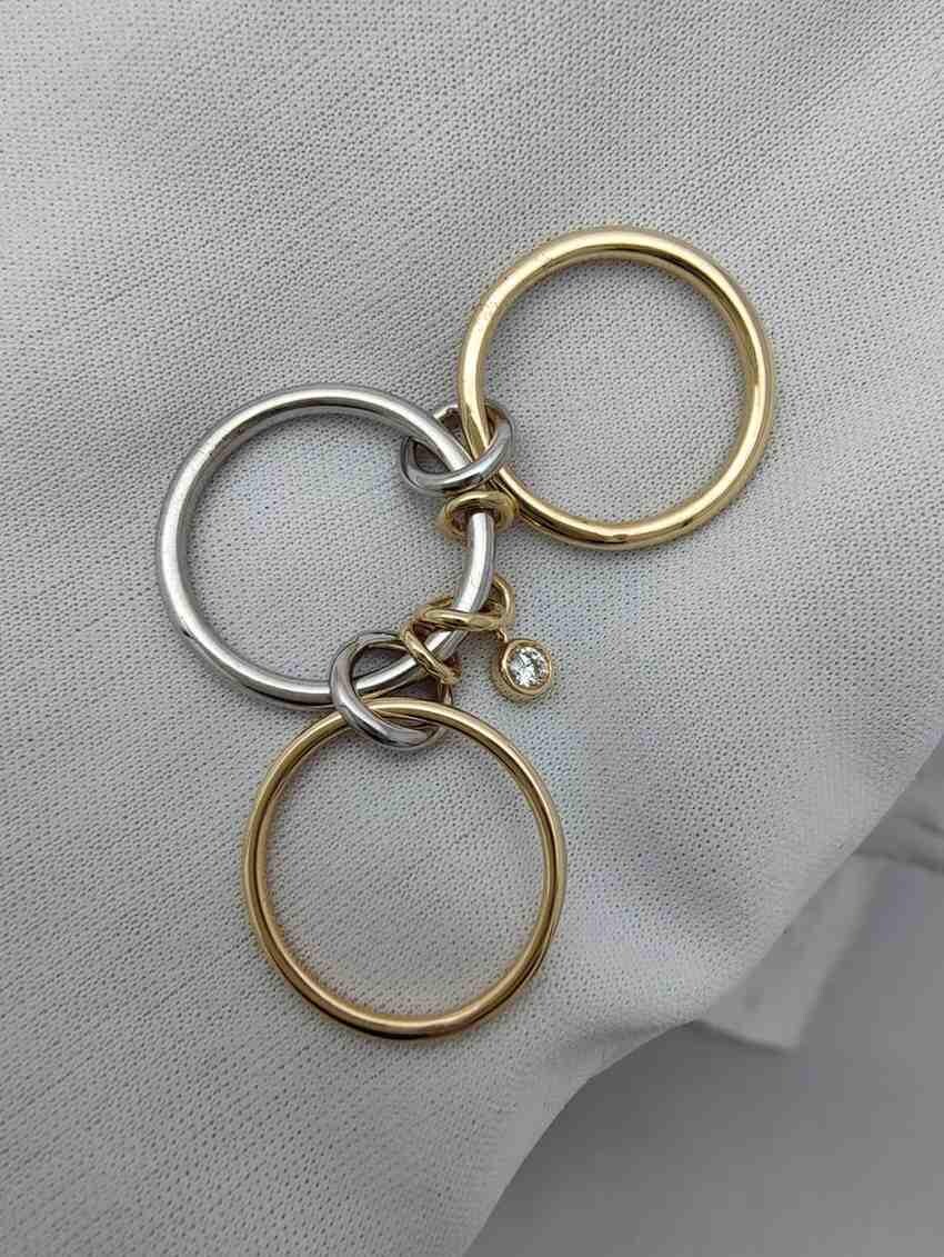 Chunky Gold Multi Linked Rings, Diamond Dangle, Lab Grown - Etsy