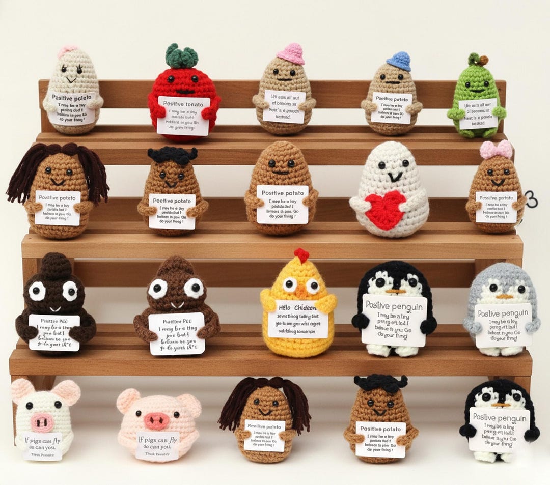 Crocheted Penguin, Potato, Little Pig，daily Positive Encouragement ...
