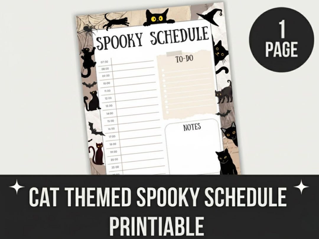 Halloween Daily Planner Printable | Spooky Cat Schedule PDF | October ...
