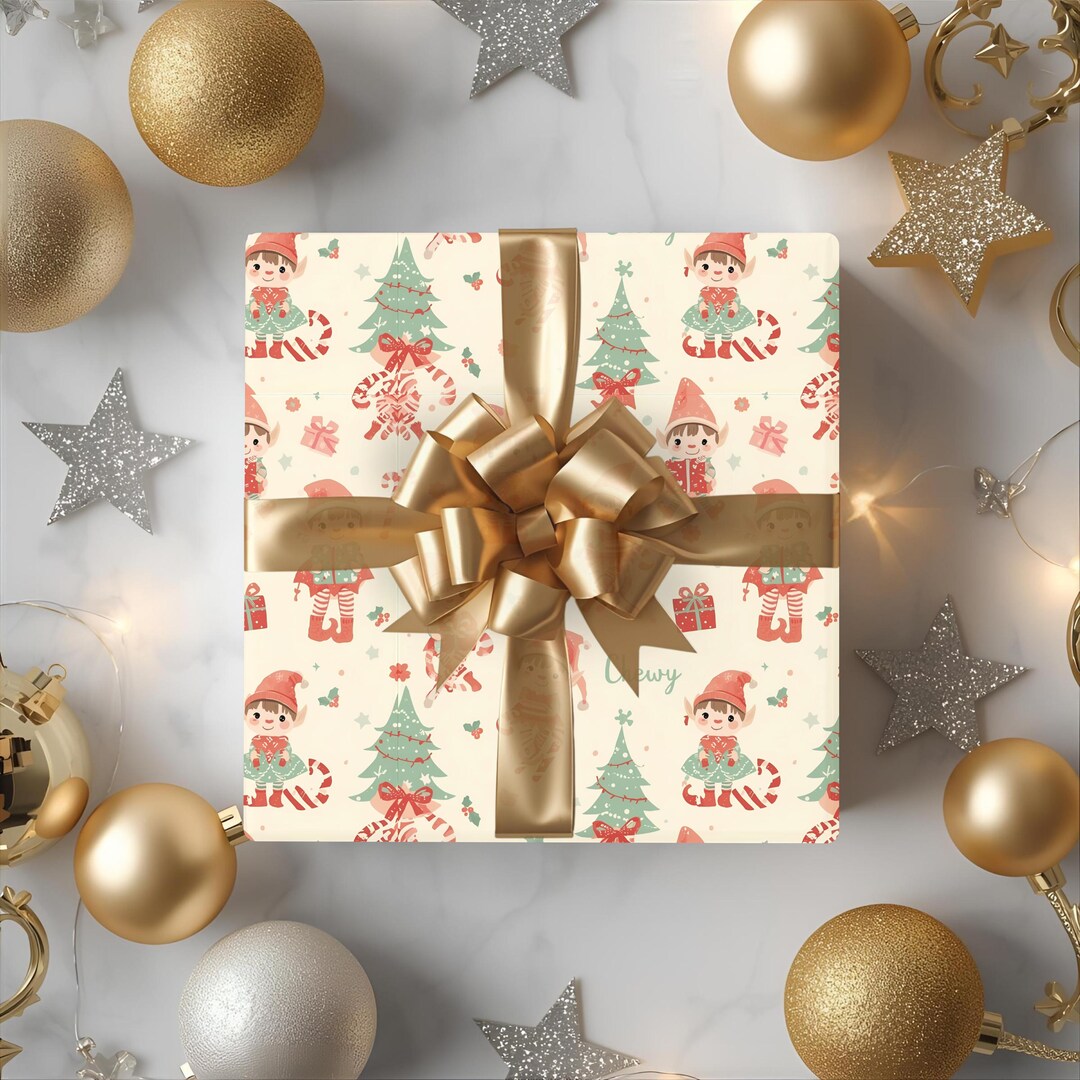 Christmas Elf Wrapping Paper | Whimsical Holiday Gift Wrap - Etsy