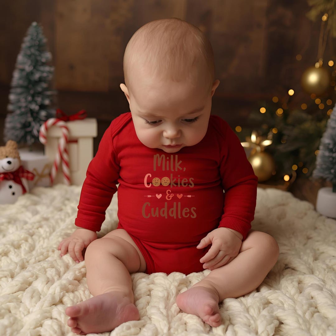 Milk, Cookies & Cuddles Baby Christmas Onesie, Holiday Outfit - Etsy