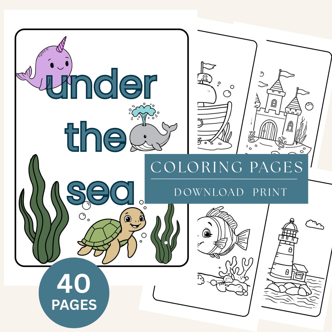 Under the Sea Coloring Pages for Toddlers – 40 Page Ocean Activity Book ...