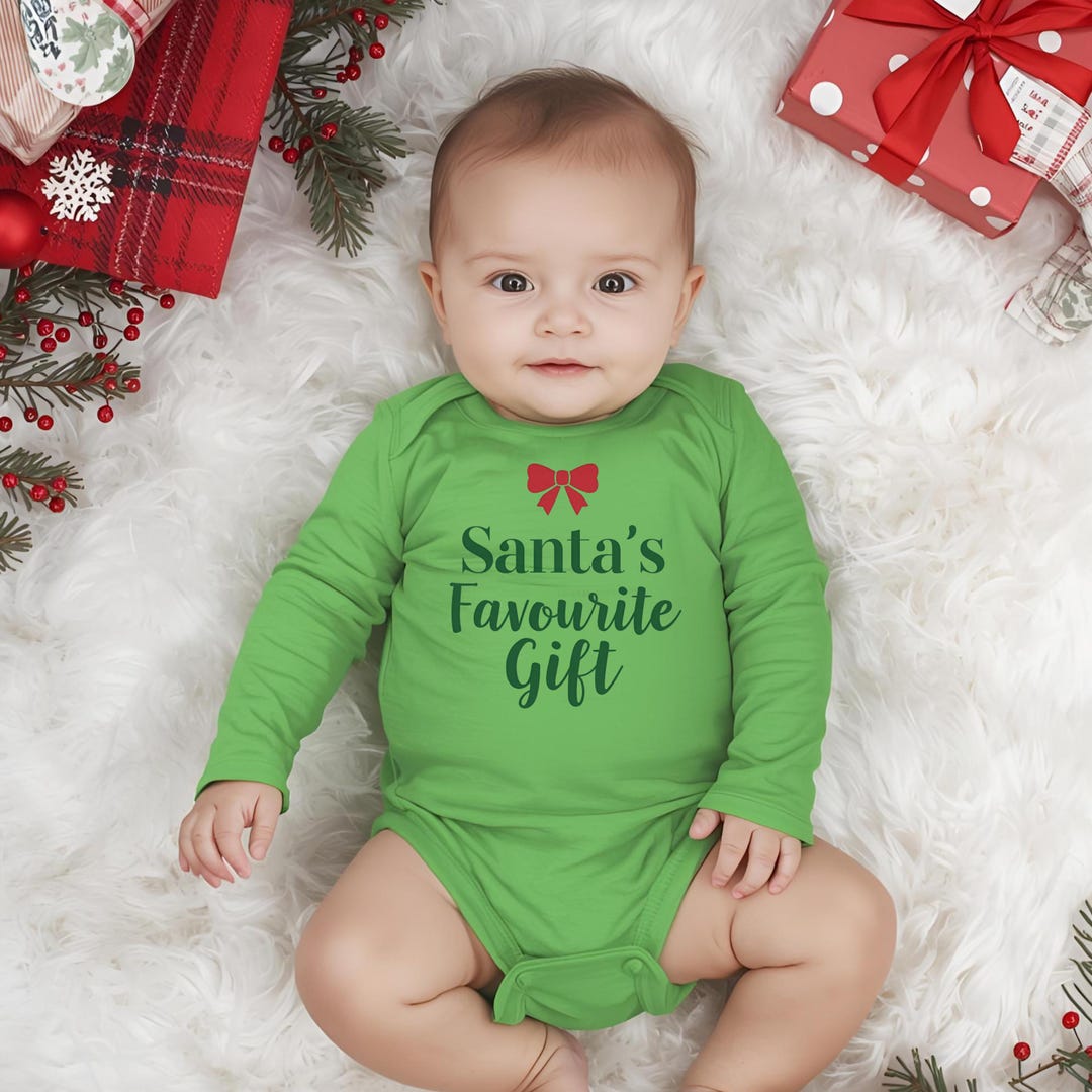 Santa's Favourite Gift Baby Onesie | Cute Christmas Baby Outfit ...