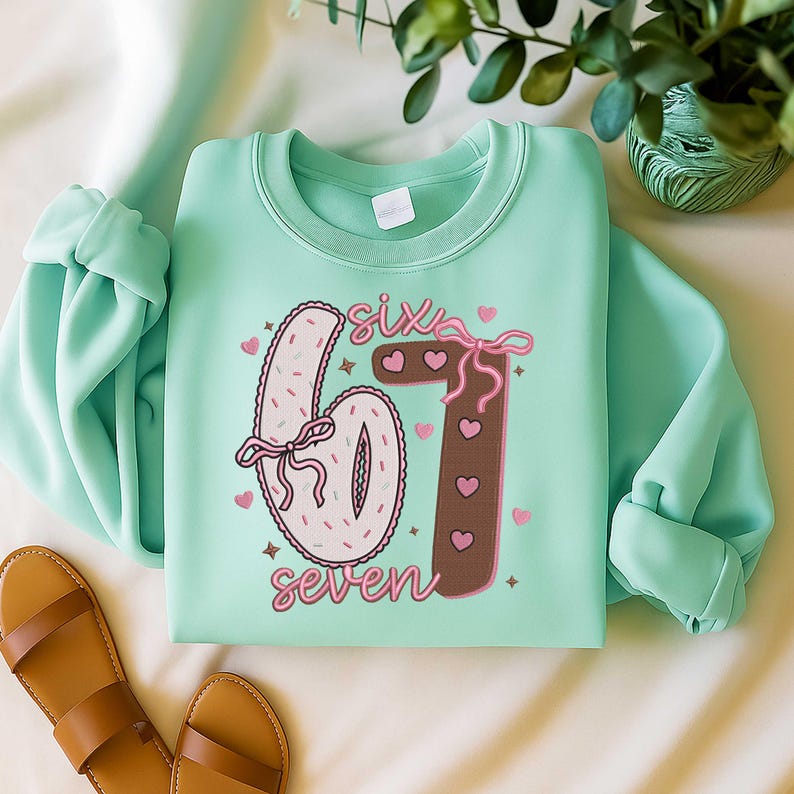 Coquette Six Seven Valentine Bow Embroidery, 6 7 Meme Valentine Day ...