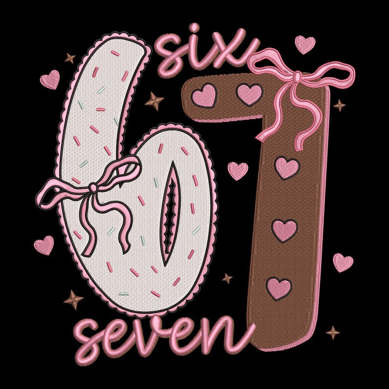 Coquette Six Seven Valentine Bow Embroidery, 6 7 Meme Valentine Day ...