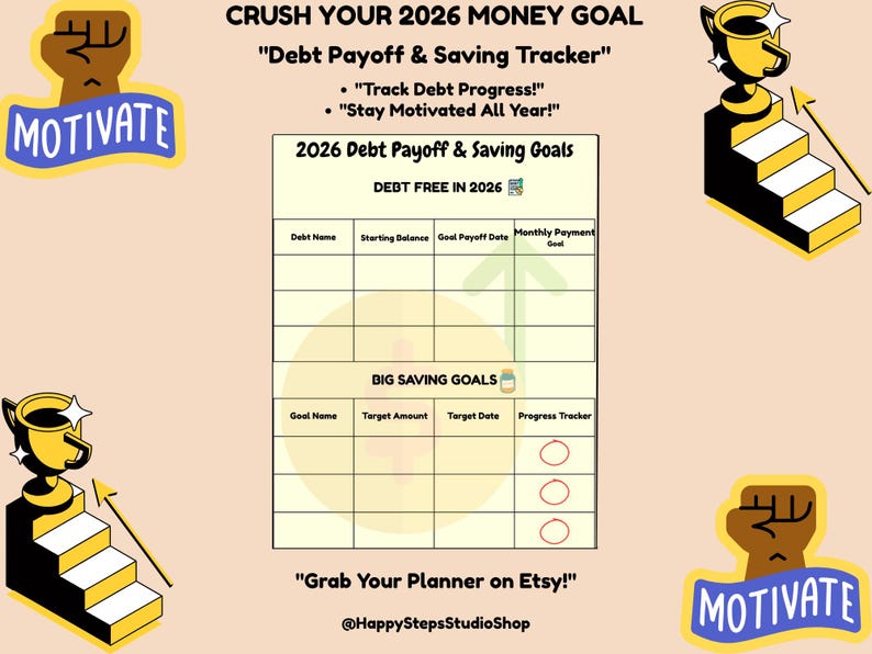 2026 Financial Planner Printable | Budget Tracker & Debt Payoff (canva ...