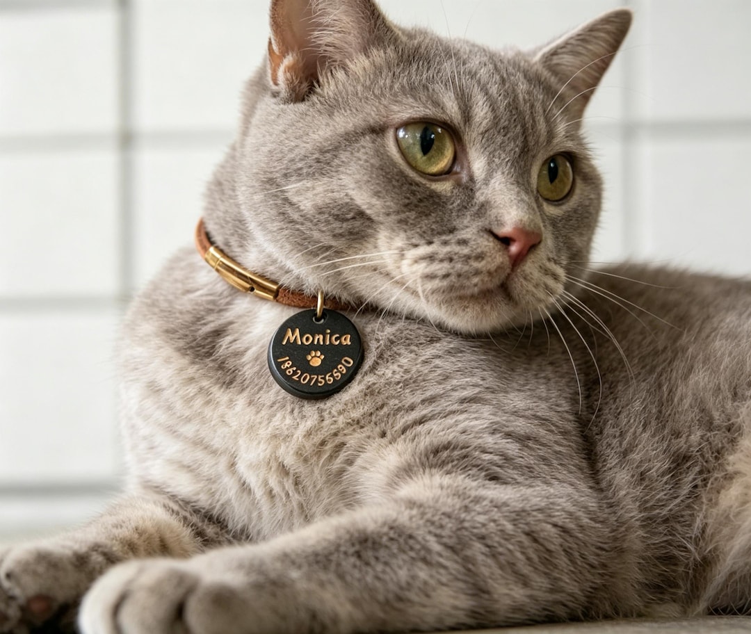 Custom Wooden Pet ID Tag, Engraved Round Collar Charm, Minimalist Name ...