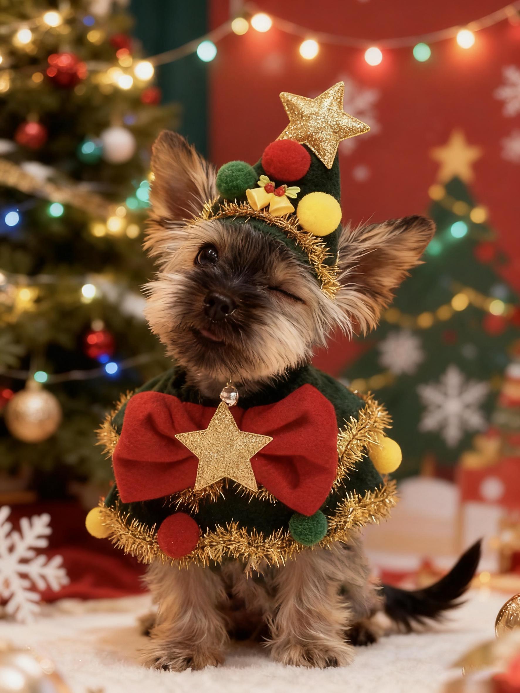 Christmas Pet Tree Set, Dog/cat Christmas Cape With Hat, Festive Pet ...