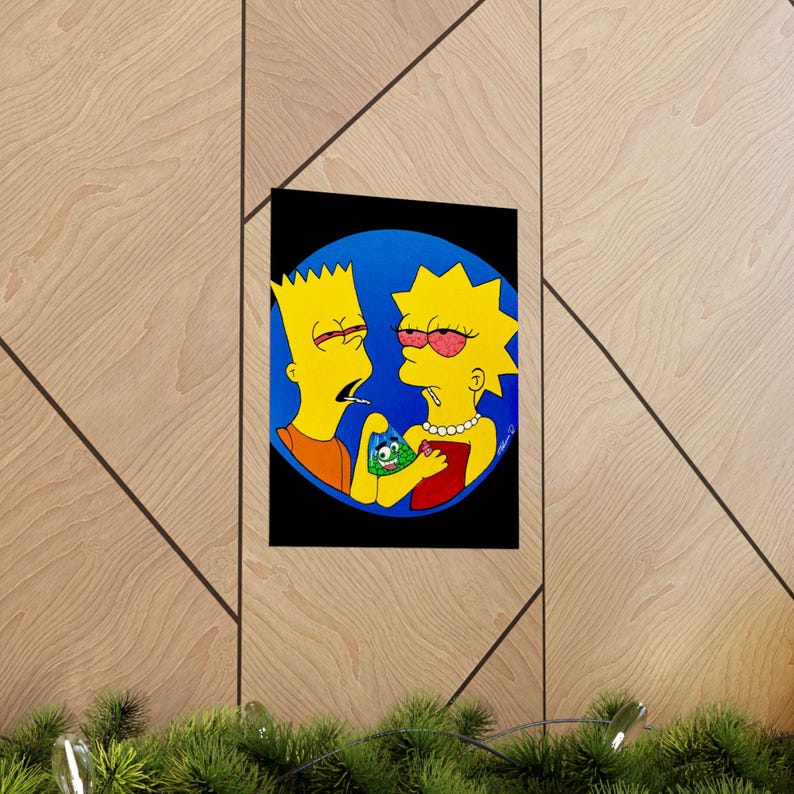 Simpsons Stoner Poster Art, Cartoon Parody Art Print | Bart and Lisa ...