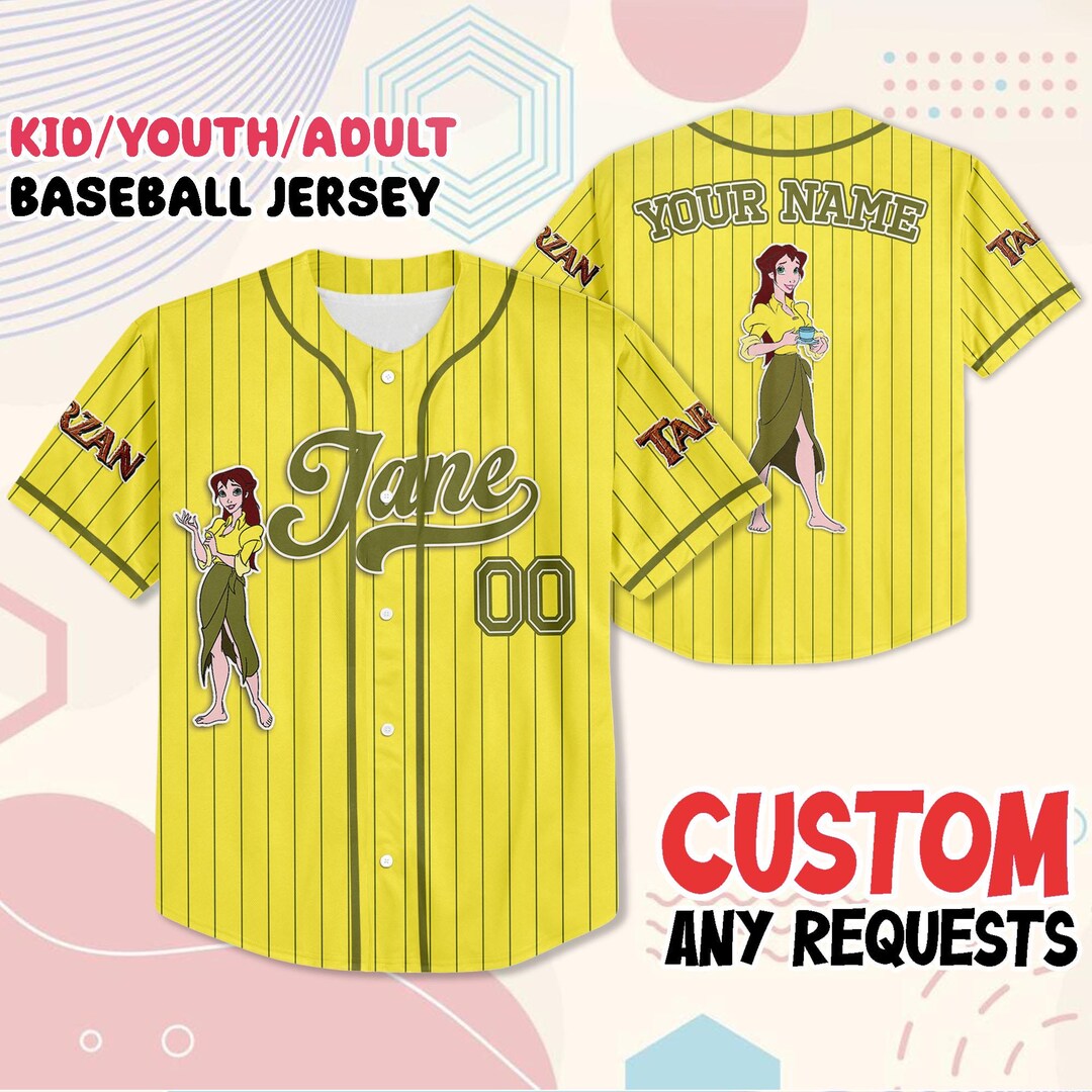 Personalized Jane Tarzan Baseball Jersey, Custom Name & Number - Etsy