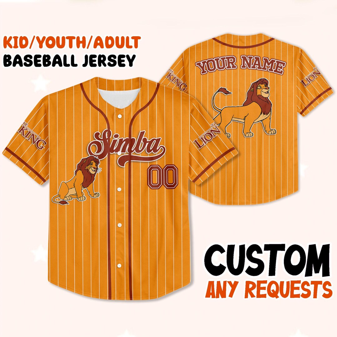Custom Lion King Simba Baseball Jersey • Personalized Family Safari ...