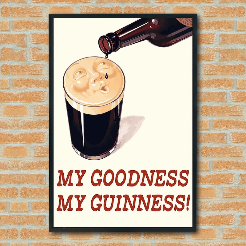 Vintage Guinness Poster Cat - Etsy