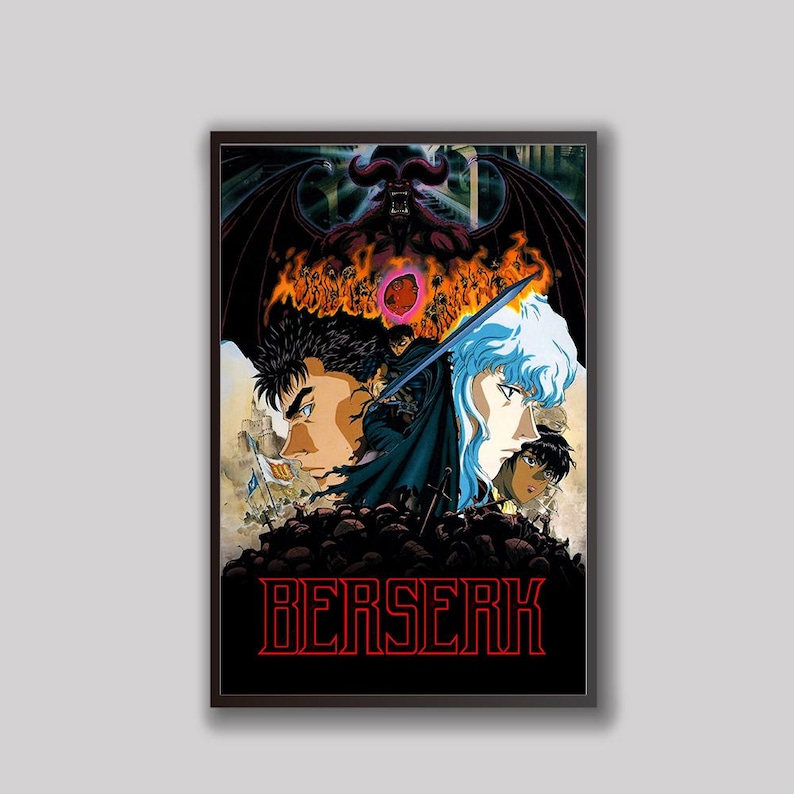 Berserk 3D Poster | Guts Anime Wall Art | Dark Fantasy Artwork Print ...