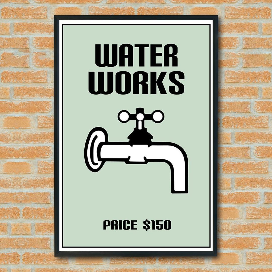 Monopoly Water Works Poster | Wall Art Print | Home Decor - Etsy