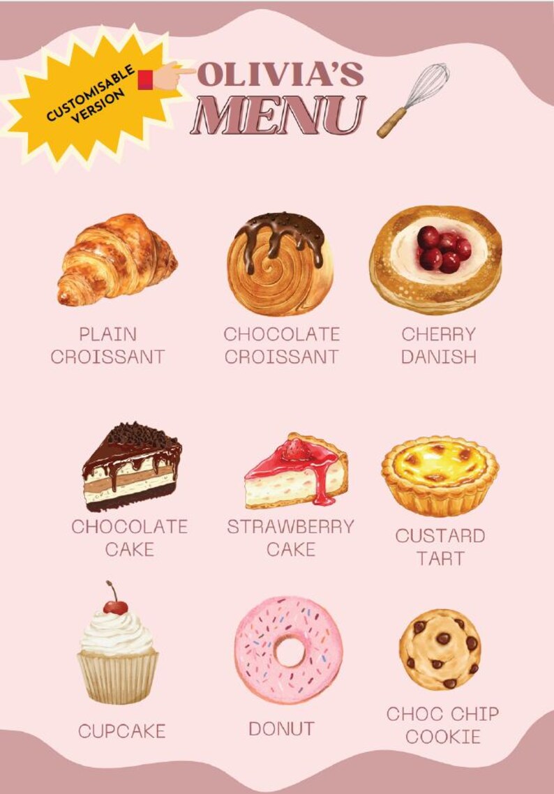 Printable Kids Bakery & Ice Cream Menu: Pretend Play Cafe (PDF) - Etsy
