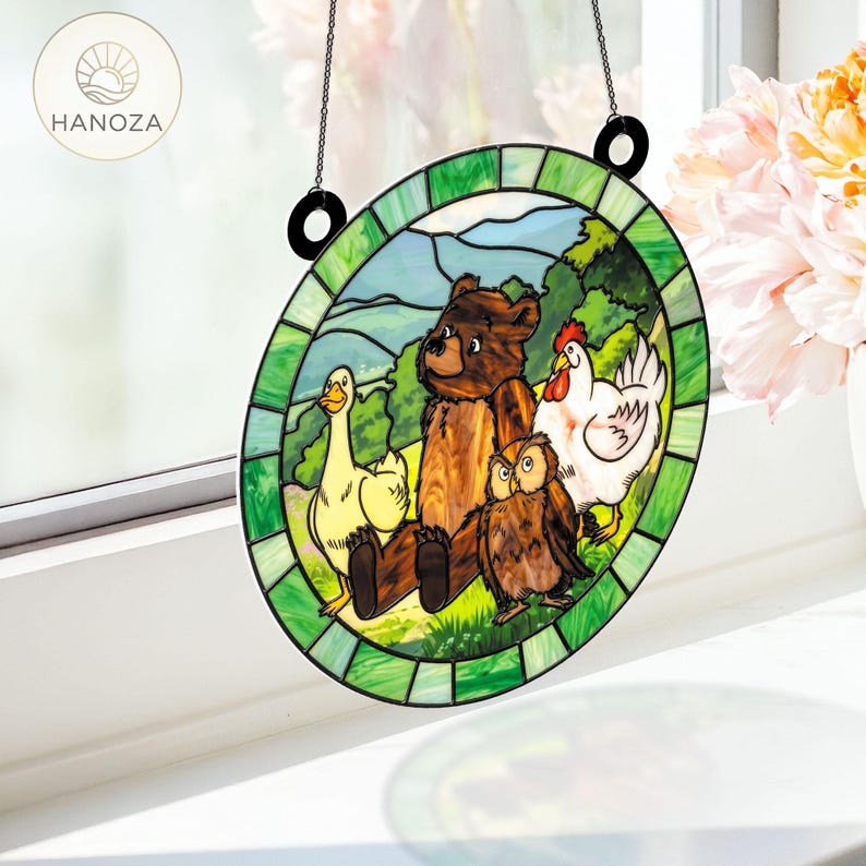 Little Bear Suncatcher Acrylic Window Hanging, Cute Animal Friends ...