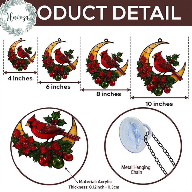 Stained Glass Christmas Cardinal Suncatcher: Holiday Bird Decor - Etsy