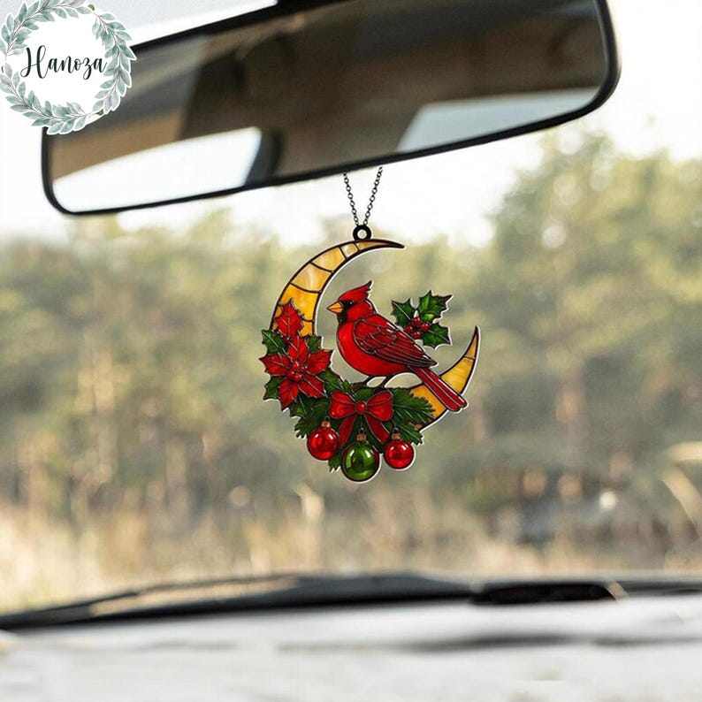 Stained Glass Christmas Cardinal Suncatcher: Holiday Bird Decor - Etsy