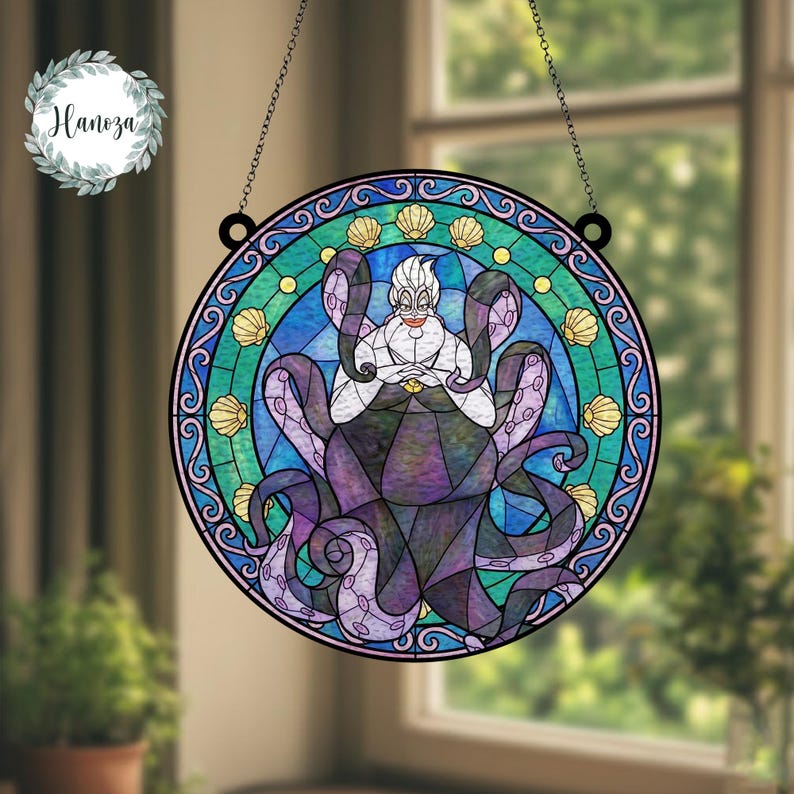 Disney Ursula Villains Stained Glass Suncatcher, Evil Queen Ursula ...