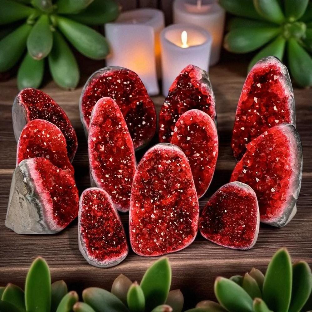 1pc Natural Red Geode Crystal Cluster With Display Base – Unique ...